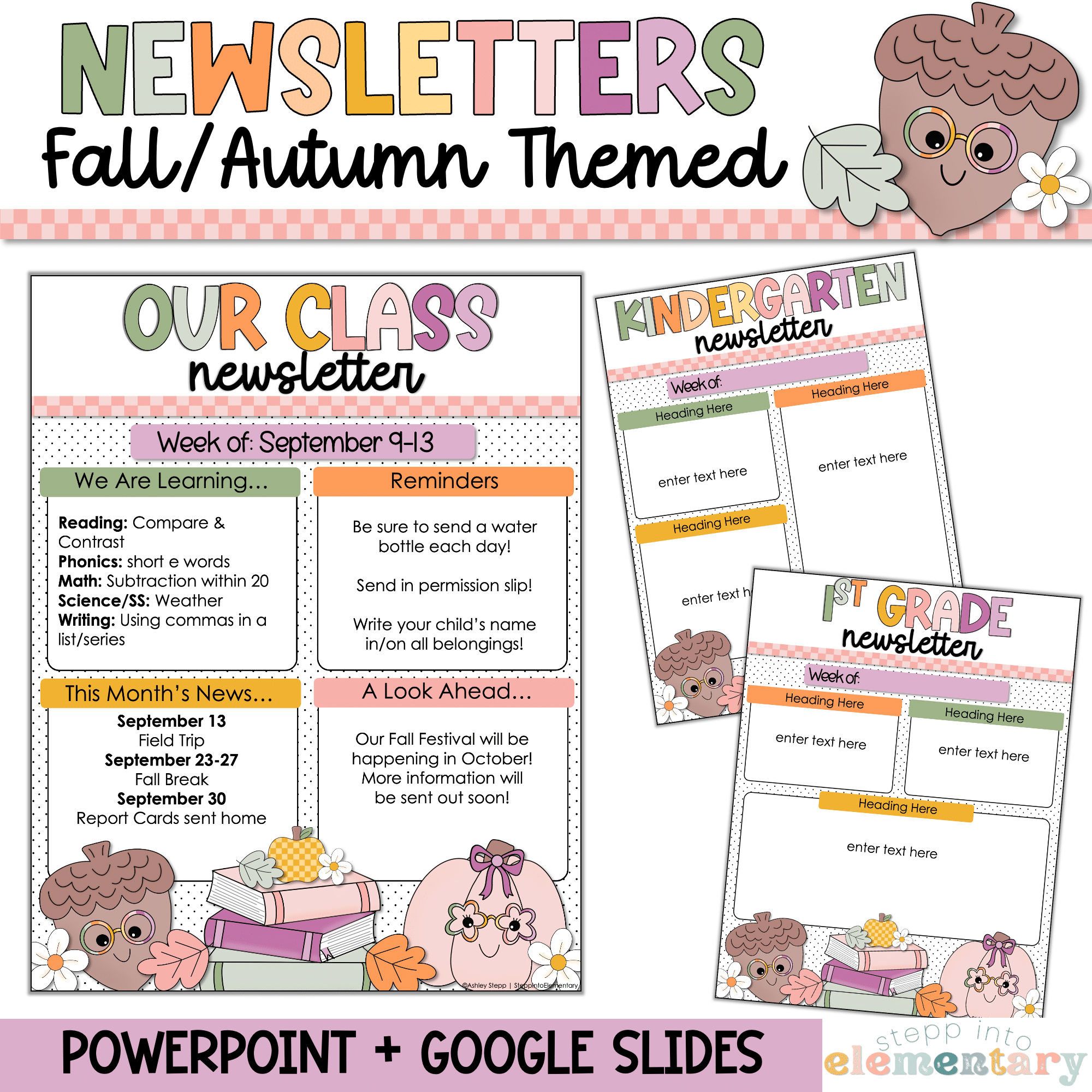 Fall Newsletter Templates | Cutesy Fall | Parent Communication ...